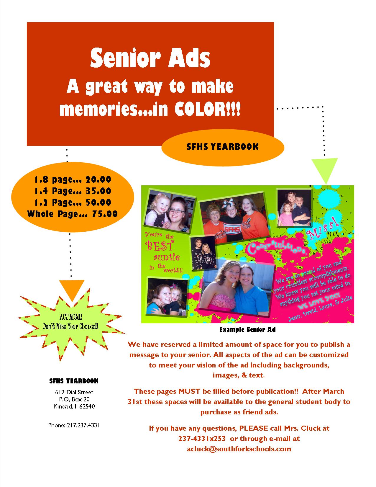 South Fork School District 14 - 2015 Senior Ads - ON SALE NOW
